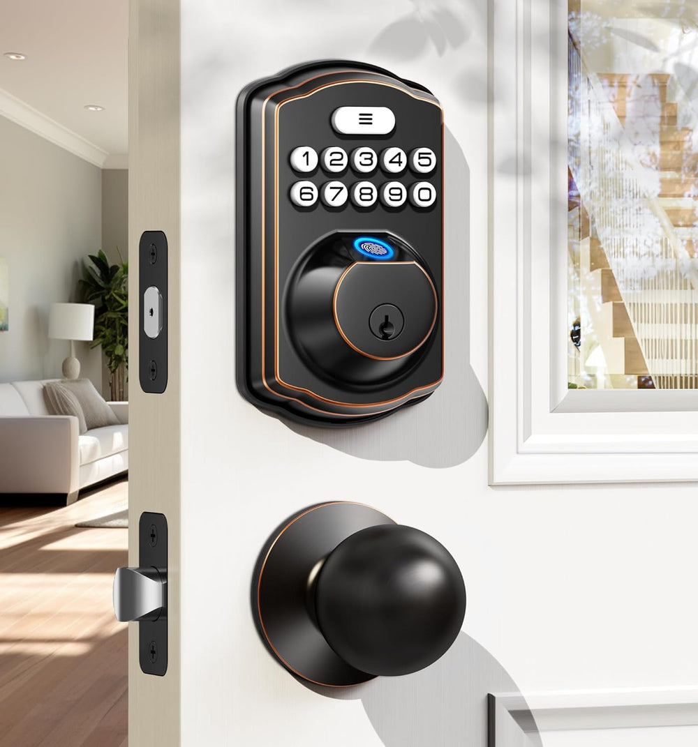 VEISE KS02C Fingerprint Deadbolt Lock with Knobs