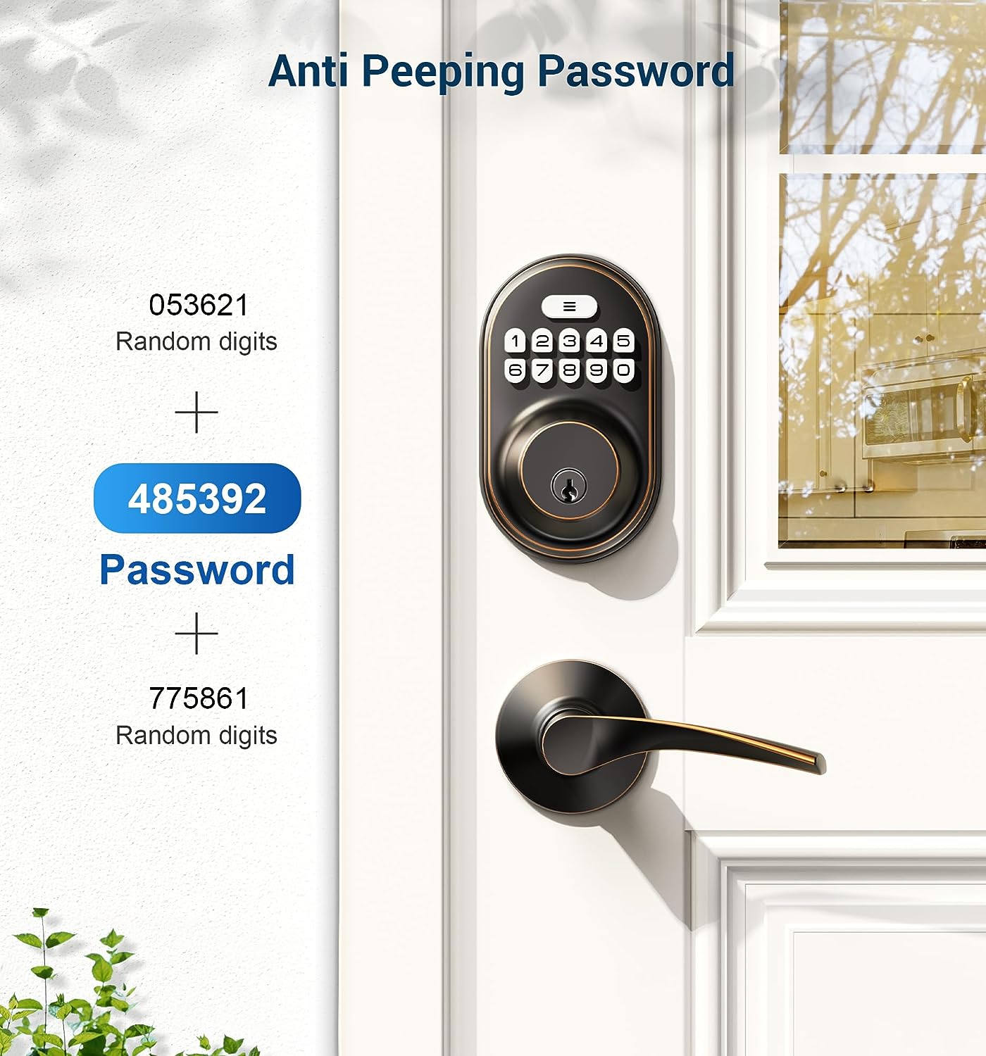 Veise KS02B Fingerprint Door Lock with 2 Lever Handles - Keyless Entry