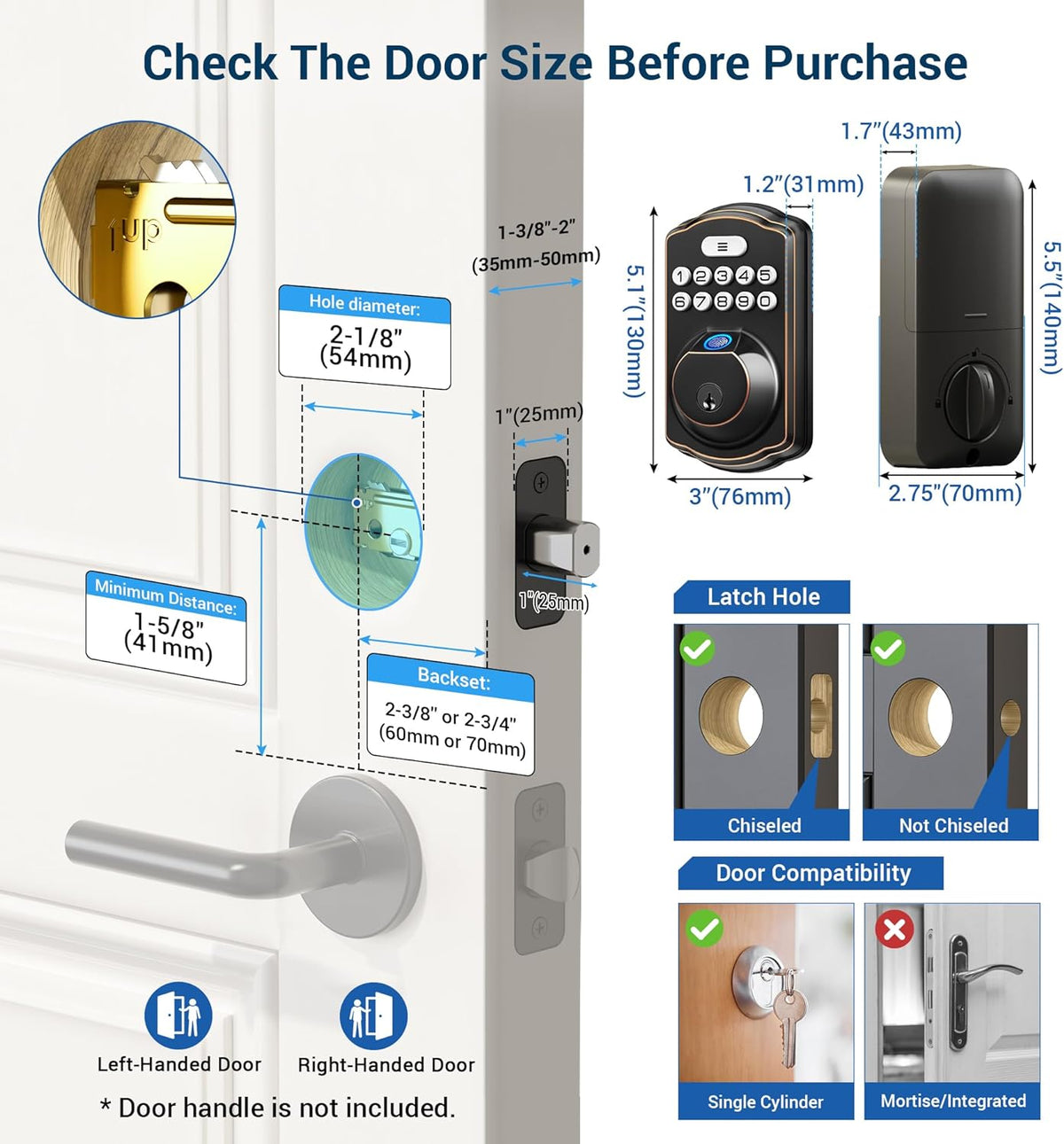 Veise KS02A Fingerprint & Keypad Deadbolt Lock